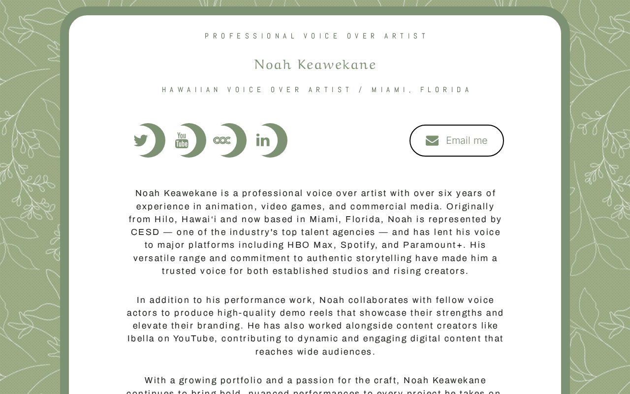 Noah Keawekane -VOICE OVER